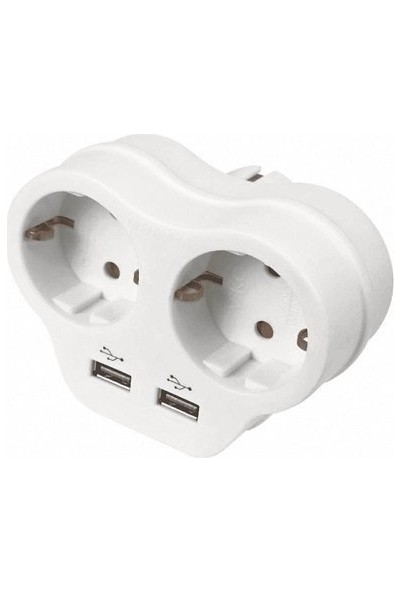 İkili Topraklı ve USB Çıkışlı Fiş Priz (2A) Viko