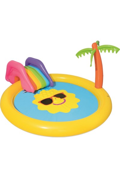 Bestway 53071- Fıskiyeli Kaydıraklı, Smiley Şişme Çocuk Havuzu,eğlence Parkı - 237X231, Plaj Topu Hediye Bestway 53071- Fıskiyeli Kaydıraklı, Smiley Şişme Çocuk Havuzu,eğlence Parkı - 237X231, Plaj Topu Hediye