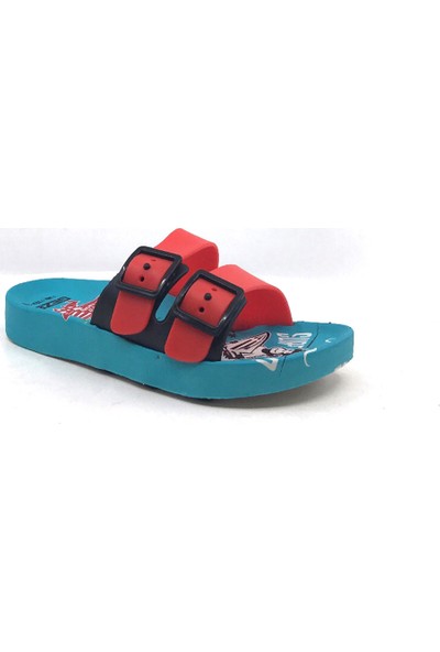 Gezer 12323 Eva Taban Kırmızı-Turkuaz Erkek Çocuk Yazlık Terlik