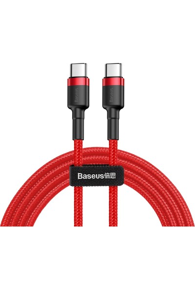Baseus Cafule Type-C PD2.0 20V 60W 3A 1 mt Kablo-Kırmızı CATKLF-G09 Baseus Cafule Type-C PD2.0 20V 60W 3A 1 mt Kablo-Kırmızı CATKLF-G09