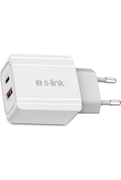 S-Link Swapp SW-C1110 1 x USB + 1 x Type-C 18W PD Hızlı Beyaz Ev Şarj Adaptör S-Link Swapp SW-C1110 1 x USB + 1 x Type-C 18W PD Hızlı Beyaz Ev Şarj Adaptör