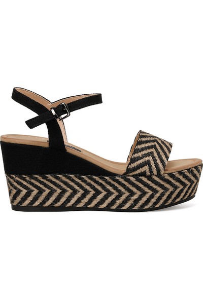 Nine West Norma Siyah Kadın Dolgu Topuklu Sandalet