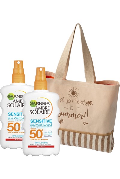 Garnier Ambre Solaire Sensitive Advanced Koruyucu Sprey GKF50+ 200ML 2'li Set Garnier Ambre Solaire Sensitive Advanced Koruyucu Sprey GKF50+ 200ML 2'li Set