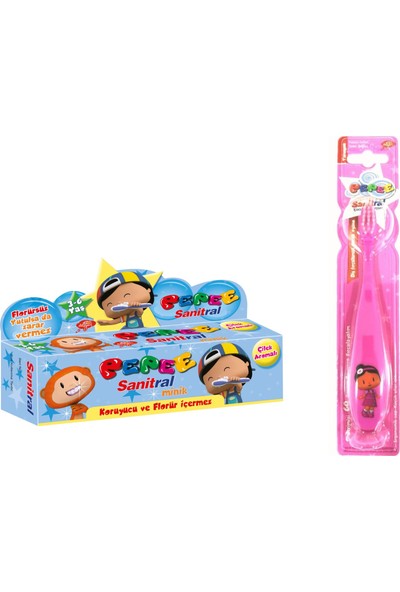Sanitral Pepee 2'li Ağız Bakım Seti Pembe - Diş Macunu + Diş Fırçası Sanitral Pepee 2'li Ağız Bakım Seti Pembe - Diş Macunu + Diş Fırçası