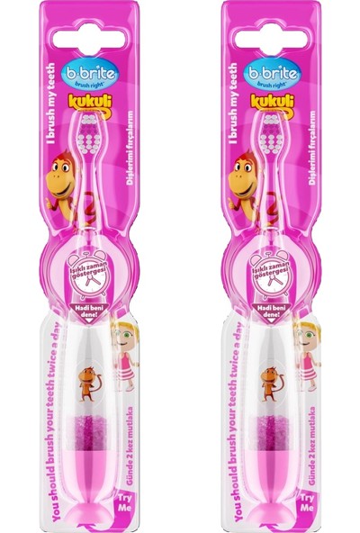 Bbrite Kukuli 2'li Işıklı Diş Fırçası Pembe