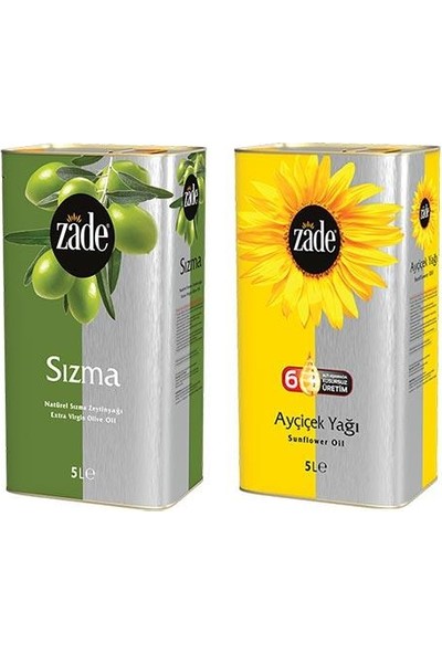 Zade Sızma Zeytinyağı ve Ayçiçek Yağı Avantaj Paketi - 10 Litre Zade Sızma Zeytinyağı ve Ayçiçek Yağı Avantaj Paketi - 10 Litre