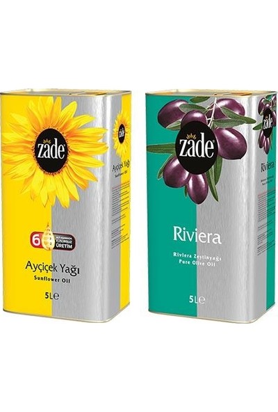 Zade Riviera Zeytinyağı ve Ayçiçek Yağı Avantaj Paketi - 10 Litre Zade Riviera Zeytinyağı ve Ayçiçek Yağı Avantaj Paketi - 10 Litre