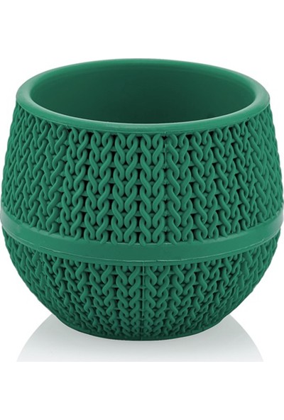 DRC Örgü Desenli Amasra Saksı Yeşil 6 cm 3'lü