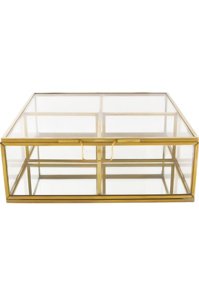 Essa Design Dört Bölmeli Cam Gold Takı Nişan Aksesuar Kutusu