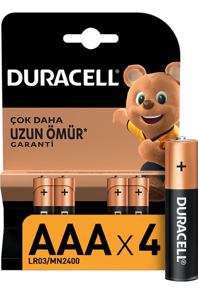 Duracell Alkalin AAA ınce Kalem Piller 4'lü paket