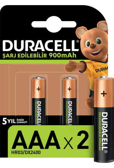 Duracell Şarj Edilebilir AAA 900mAh Piller 2’li paket