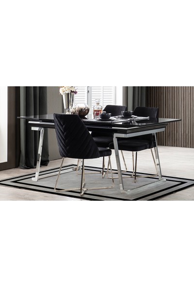 Cadde Yıldız Rixos Luxury Siyah Masa Takımı