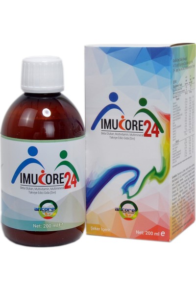 Ancore Imucore24 Beta Glukan, Multivitamin, Multimineral Takviye Edici Gıda - 200 ml Ancore Imucore24 Beta Glukan, Multivitamin, Multimineral Takviye Edici Gıda - 200 ml