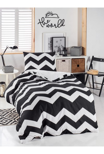 Eponj Home Junior Nevresim Seti Tek Kişilik Bigzigzag Siyah-Beyaz Eponj Home Junior Nevresim Seti Tek Kişilik Bigzigzag Siyah-Beyaz