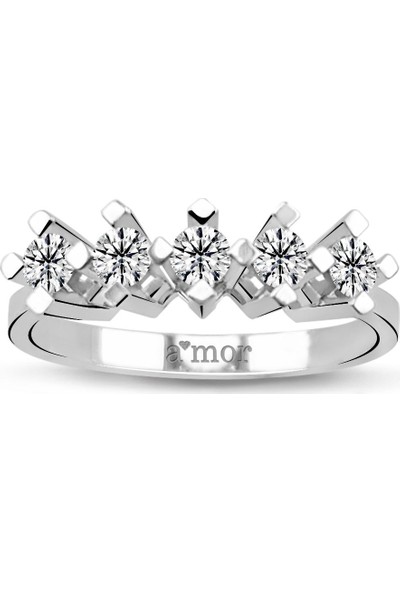 Amor 0.30 Karat Pırlanta Beştaş Yüzük F-Sı 14K Amor 0.30 Karat Pırlanta Beştaş Yüzük F-Sı 14K