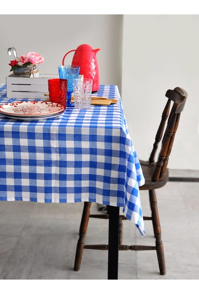 Bebo Store Kareli Büyük Piknik Örtüsü 160 x 160 cm Mavi