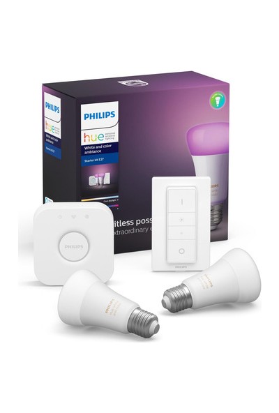 Philips Hue Renkli Akıllı Başlangıç Seti 2'li Kumandalı E27 Bluetooth Özellikli