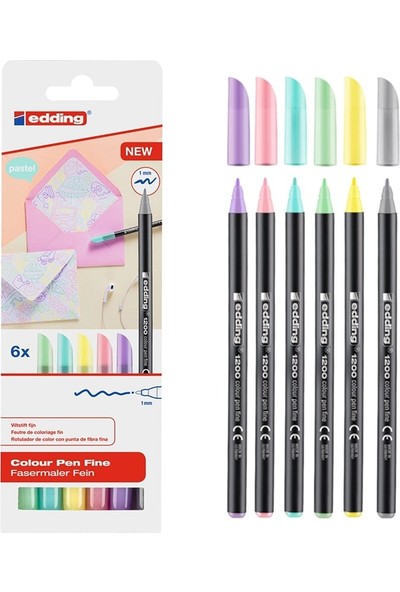 Edding 1200 Ince Uçlu Keçeli Kalem 6lı Set Pastel Renkler Edding 1200 Ince Uçlu Keçeli Kalem 6lı Set Pastel Renkler