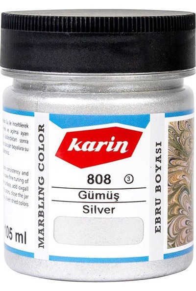 Karin Ebru Boyası Ezilmiş 808 Gümüş 105CC Karin Ebru Boyası Ezilmiş 808 Gümüş 105CC