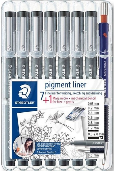 Staedtler Pigment Liner Siyah Çizim Kalemi 7+1 Set Staedtler Pigment Liner Siyah Çizim Kalemi 7+1 Set