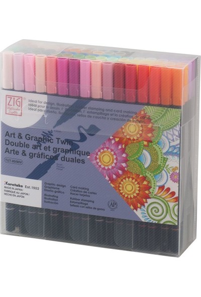 Zig Art & Graphic Twin Brush Pen Çift Uçlu Çizim Kalemi 80LI Set TUT-80/80V