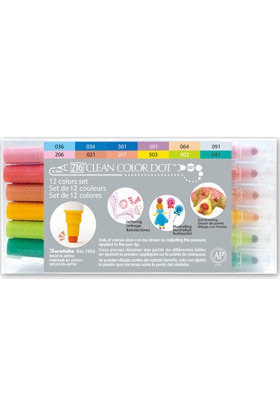 Zig Clean Color Dot Çift Uçlu Marker Kalem 12LI Set Zig Clean Color Dot Çift Uçlu Marker Kalem 12LI Set