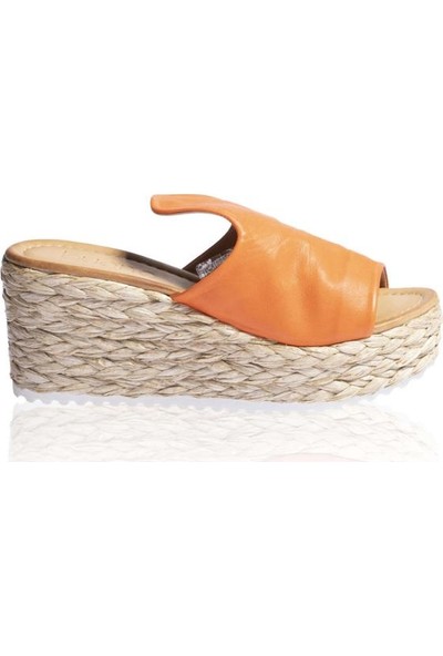 Bueno Shoes Örgülü Hakiki Deri Kadın Dolgu Topuk Terlik 9N3609