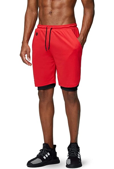 Lixada Erkek Egzersiz Koşu Spor Şort 2 in 1 Cepler ile Atletik