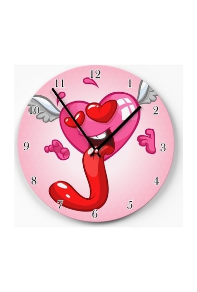 Zarif Dekoratif Çocuk Odası Duvar Saati Aşk Temalı 30x30cm D0121