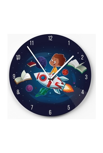 Zarif Dekoratif Çocuk Odası Duvar Saati Uzay Mekiği-Çocuk Temalı D007