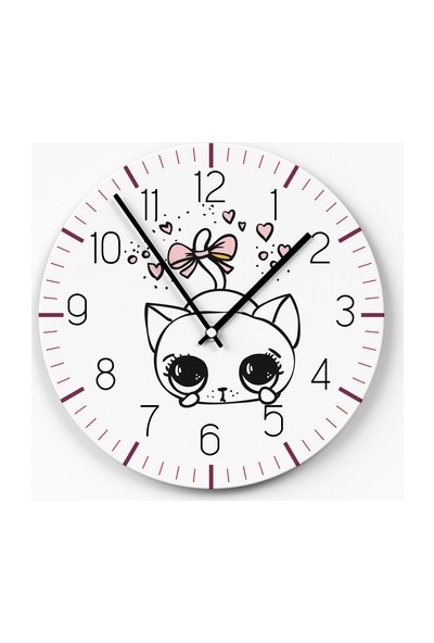Zarif Dekoratif Çocuk Odası Duvar Saati Kurdaleli Kedicik Temalı 30x30cm D0122 Zarif Dekoratif Çocuk Odası Duvar Saati Kurdaleli Kedicik Temalı 30x30cm D0122