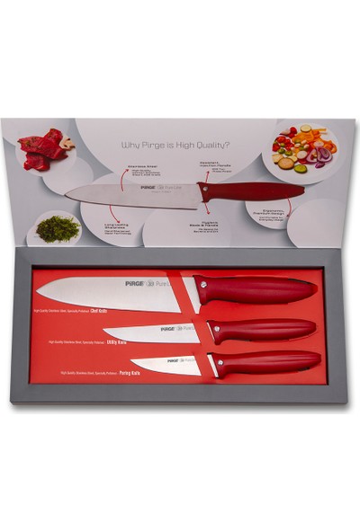 Pirge Pureline Bıçak Seti 3'lü Pirge Pureline Bıçak Seti 3'lü