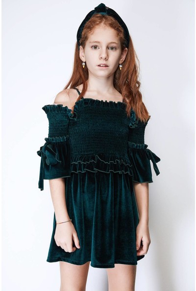 Tyess Kız Çocuk Yeşil Elbise