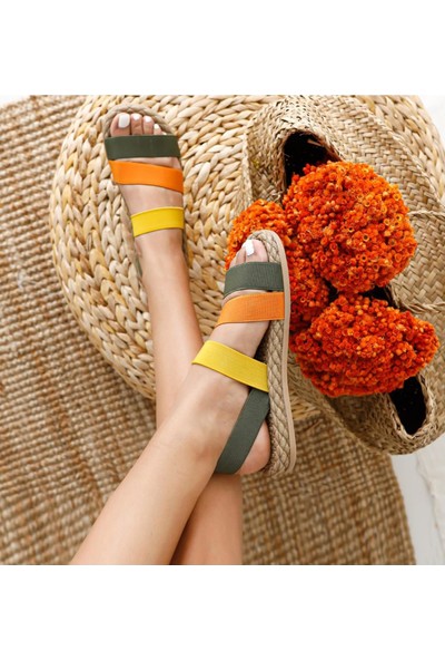 Muggo Şeritli Kadın Sandalet