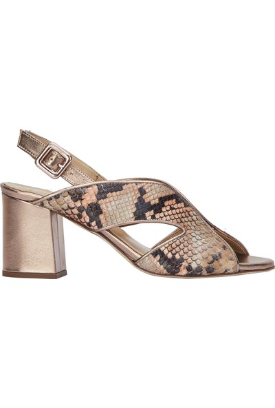 Divarese Kadın Yılan Baskı Vizon Sandalet