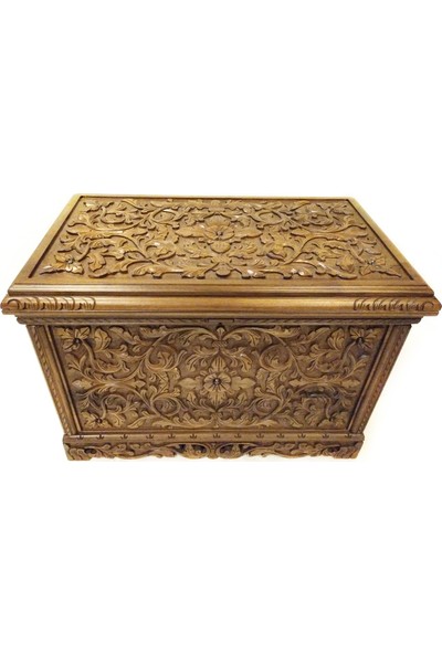 Hakkak Ceviz Oyma El Işi Sandık Sehpa