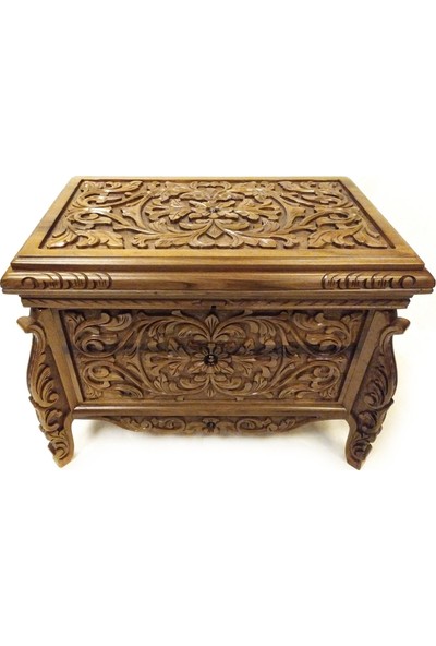 Hakkak Ceviz Oyma Sandık Sehpa