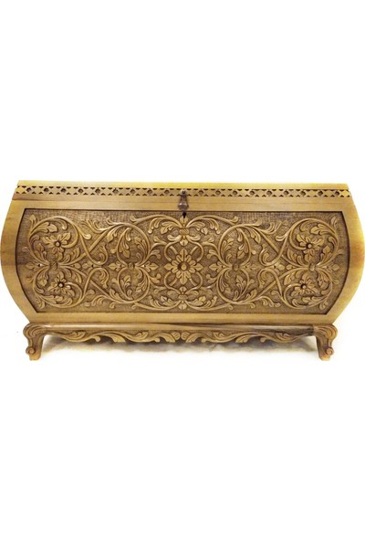 Hakkak Ceviz Oyma Bombeli Büyük Boy Çeyiz Sandığısehpa
