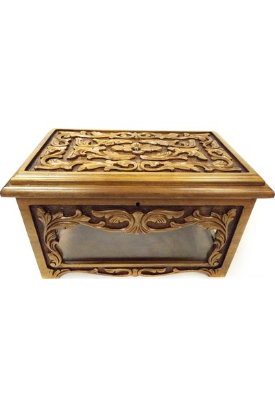 Hakkak Ceviz Oyma Seccade Sandığı Camekan