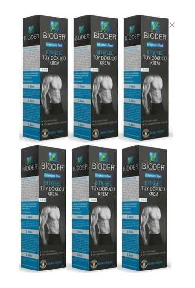Bioder Bitkisel Tüy Dökücü Krem Erkeklere Özel 100 ml x 6 Adet Bioder Bitkisel Tüy Dökücü Krem Erkeklere Özel 100 ml x 6 Adet