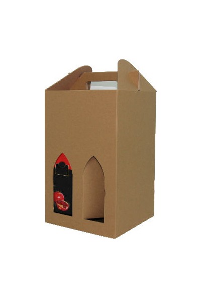 Unipak Kraft 4'lü Şişe Kutusu 17,5×17,5×33 cm 25'li