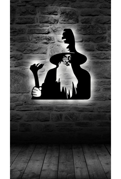 Woodenart Ledli Ahşap Gandalf Tablosu Woodenart Ledli Ahşap Gandalf Tablosu