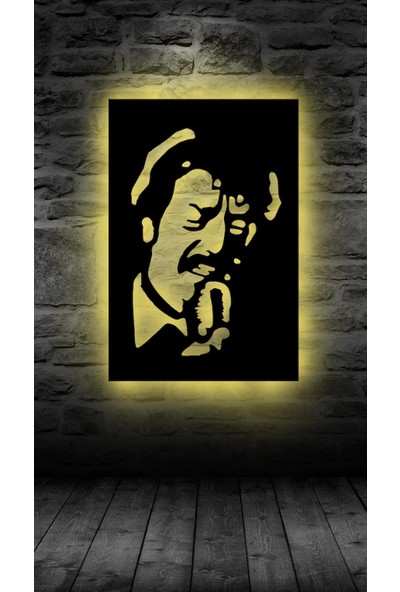 Woodenart Ledli Müslüm Gürses Ahşap Tablo Woodenart Ledli Müslüm Gürses Ahşap Tablo