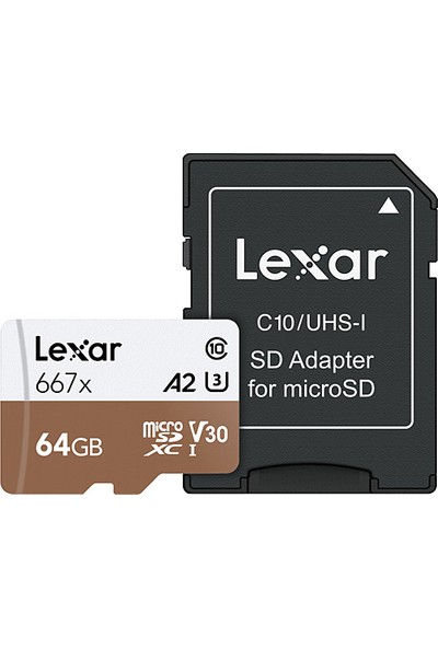 Lexar 64GB Micro SDXC UHS-I 667X C10 U3 4K V30 A2 100Mb/sn Hafıza Kartı (Adaptörlü) LSDMI64GB667A Lexar 64GB Micro SDXC UHS-I 667X C10 U3 4K V30 A2 100Mb/sn Hafıza Kartı (Adaptörlü) LSDMI64GB667A