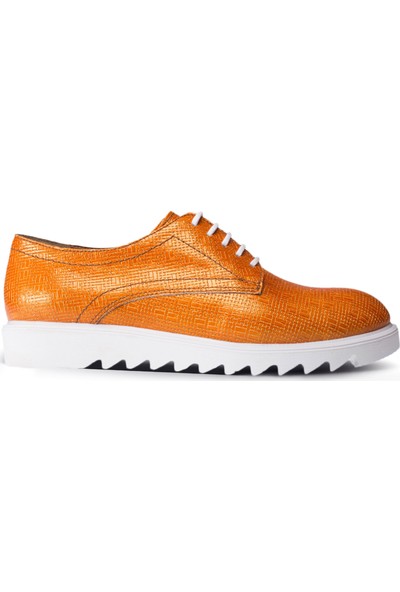 Deery Deri Turuncu Günlük Oxford Kadın Ayakkabı