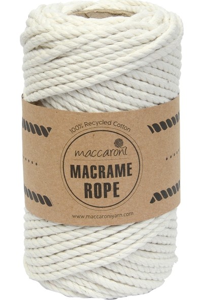 Maccaroni Bükümlü Makrome İpi 250 gr 4 mm Ekru Maccaroni Bükümlü Makrome İpi 250 gr 4 mm Ekru