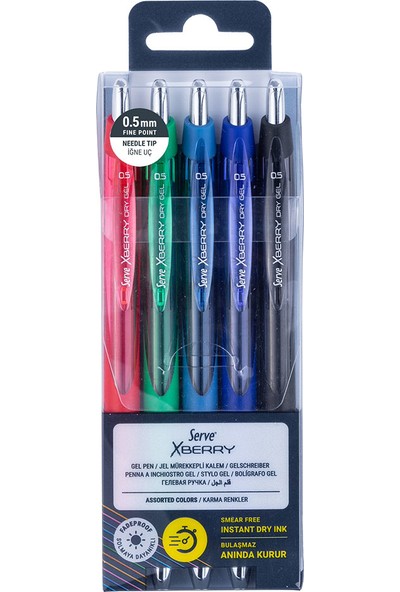 Serve Xberry Jel Kalem 05 mm Iğne Uç 5'li Serve Xberry Jel Kalem 05 mm Iğne Uç 5'li