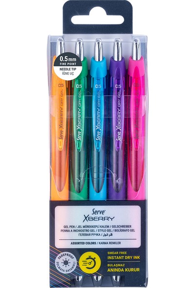 Serve Xberry Jel Kalem 05 mm Iğne Uç 5'li Serve Xberry Jel Kalem 05 mm Iğne Uç 5'li