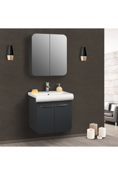 Tekoplus Royal Banyo Dolabı Takım 65 cm Antrasit