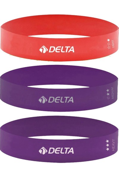 Delta Latex 3'lü Aerobik Pilates Direnç Egzersiz Bandı Squat Çalışma Lastiği